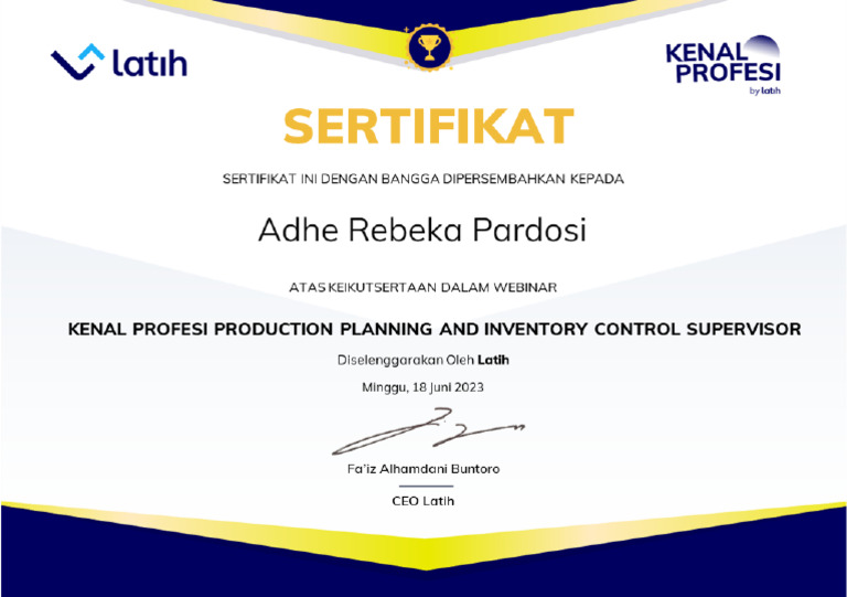 Sertifikat Latih | PDF