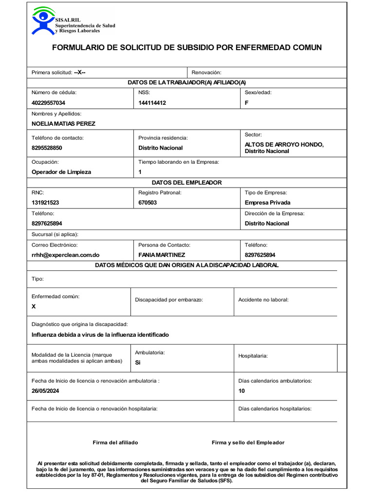 Formulario de La Sisalril Lleno | PDF