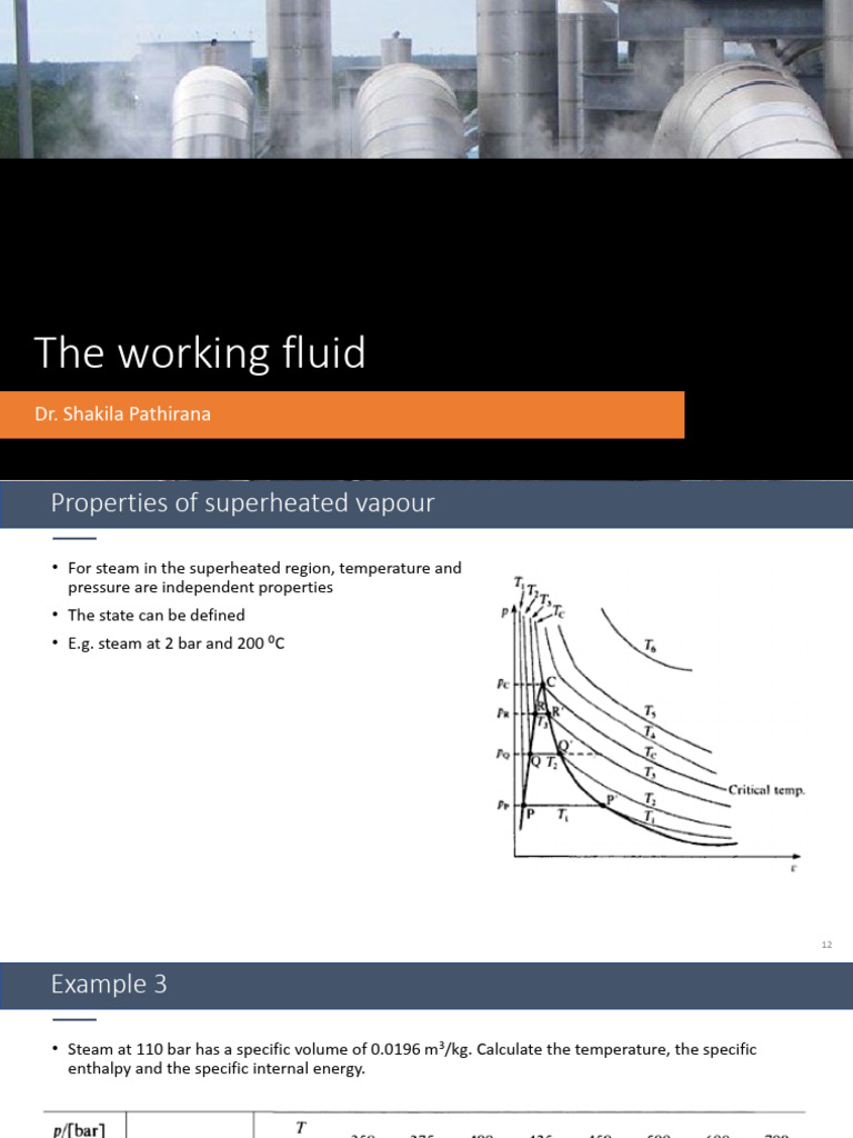 Lecture 3 - & Tutorial 4 The Working Fluid Part II | Download Free PDF | Gases | Steam