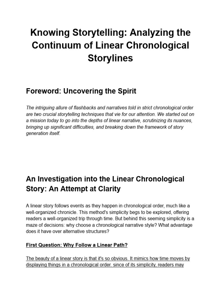 Exploring Linear Chronological Narratives | PDF | Narrative | Storytelling
