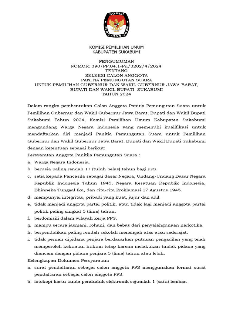 Pengumuman Pendaftaran PPS 2024 | PDF