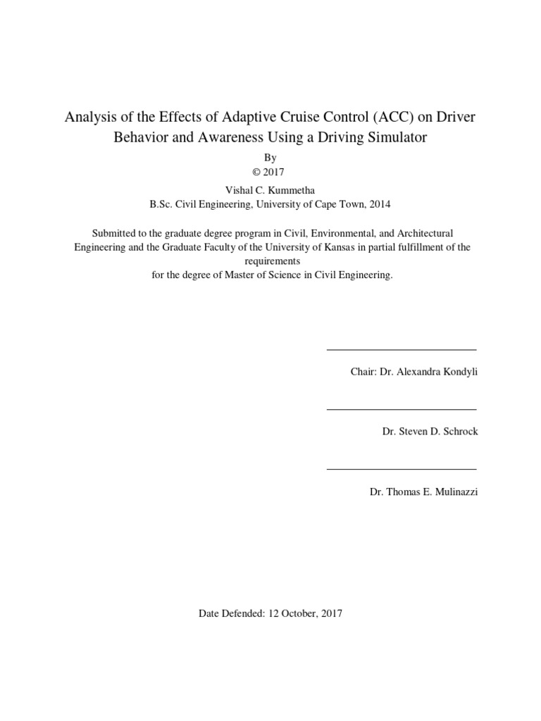 Effects of ACC on Driver Behavior Analysis | PDF | Simulation | Vehicles