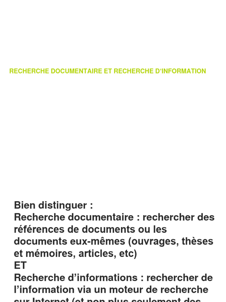 Recherche Documentaire | PDF | Recherche d'information | Wikipédia
