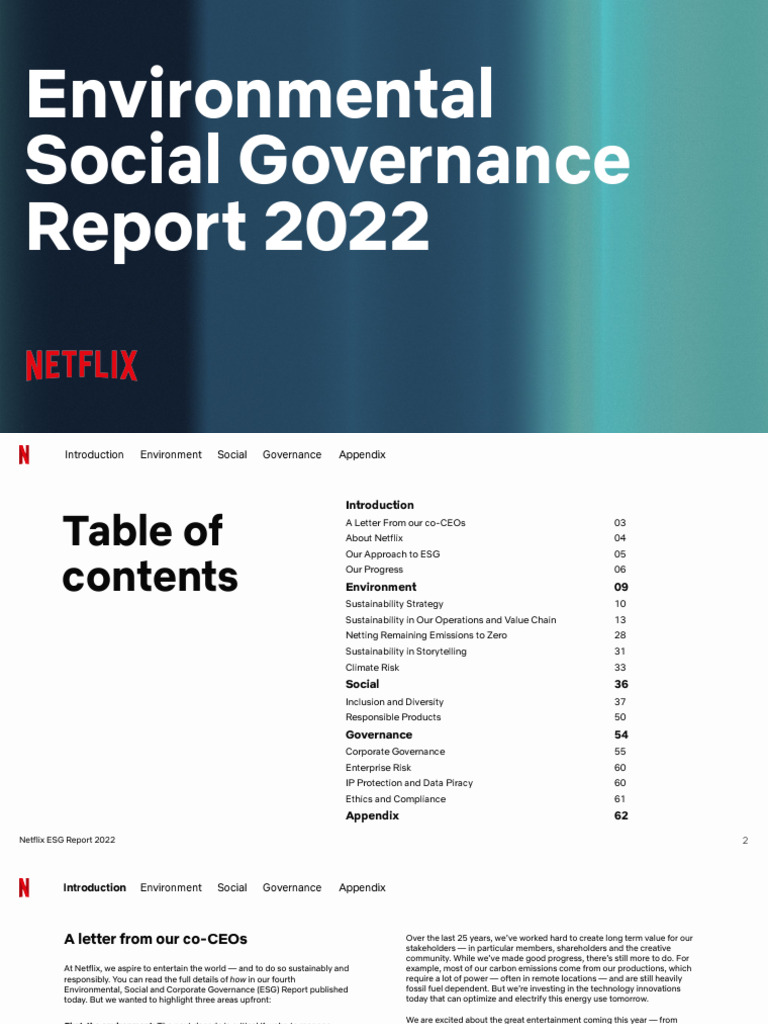 Netflix 2022 ESG Report FINAL | PDF | Climate Change Mitigation ...