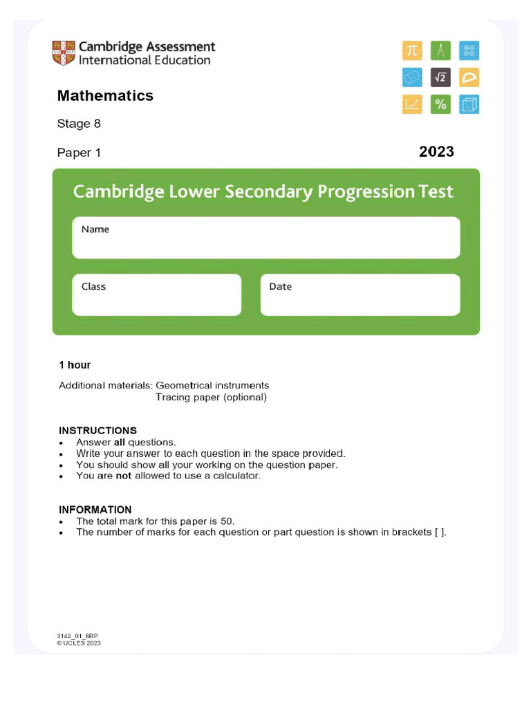 Maths pp1 2023 Year 8 | PDF