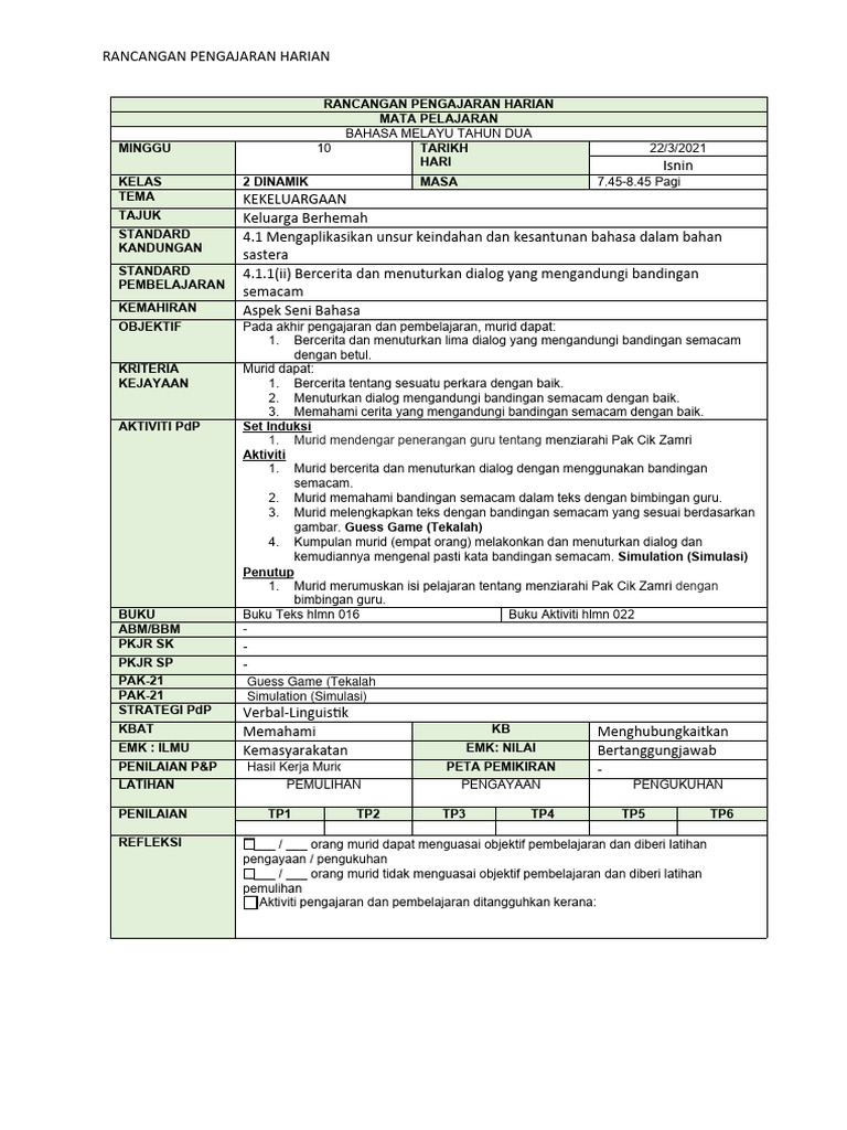 RPH Week 4 T2 | PDF | Seni & Disiplin Bahasa