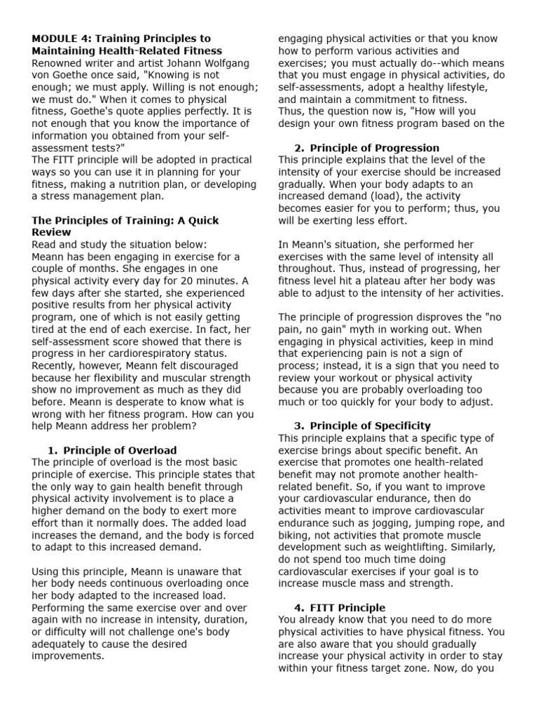 Fitness Program Design Using FITT Principles | PDF | Hyperthermia ...