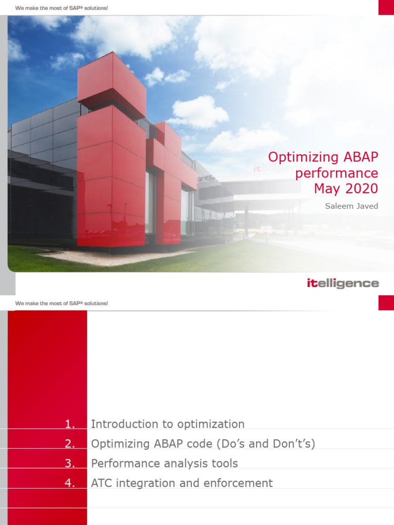 Optimizing ABAP Performance | Download Free PDF | Database Index ... Optimizing ABAP Performance | Download Free PDF | Database Index ...