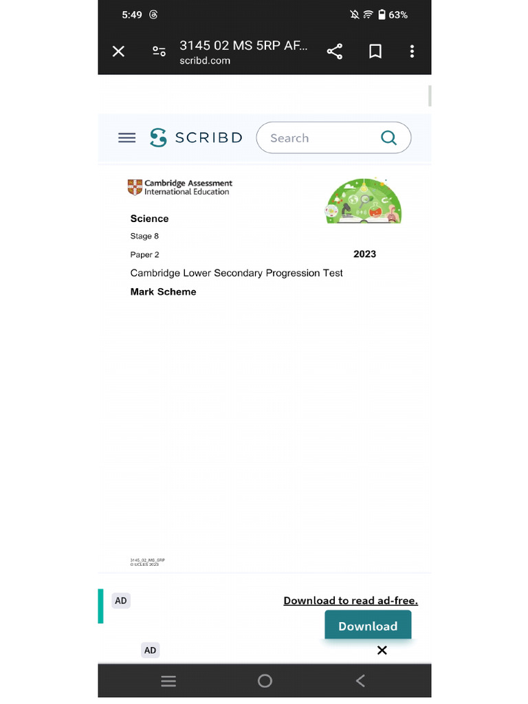 Science Paper2 Mark Scheme | PDF