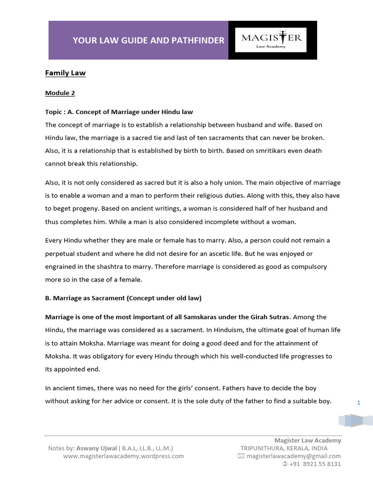 Family Law - Module 2 | PDF | Annulment | Marriage