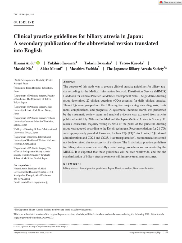 J Hepato Biliary Pancreat - 2020 - Ando - Clinical Practice Guidelines ...