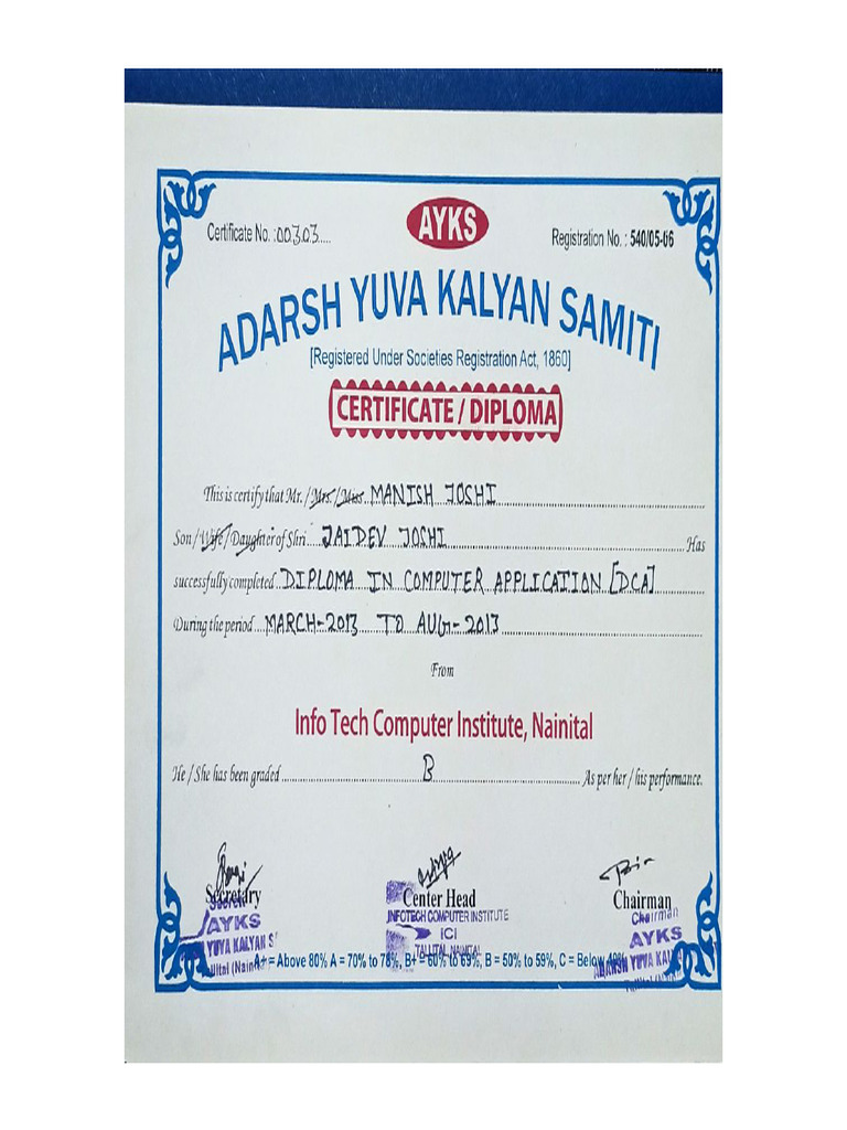 DCA Certificate | PDF