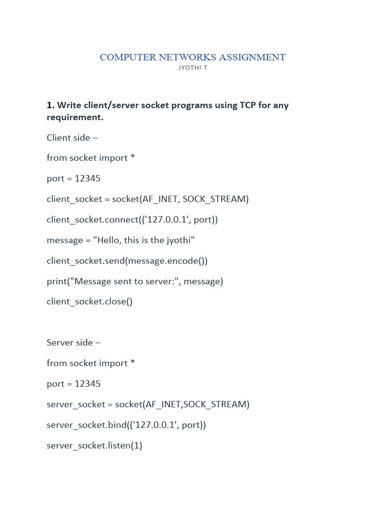 jyothi | Download Free PDF | Port (Computer Networking) | Network Socket