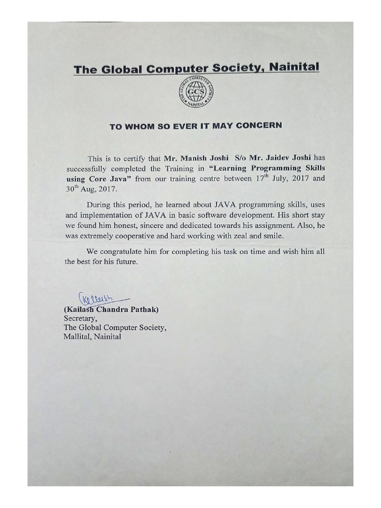 Java Certificate | PDF