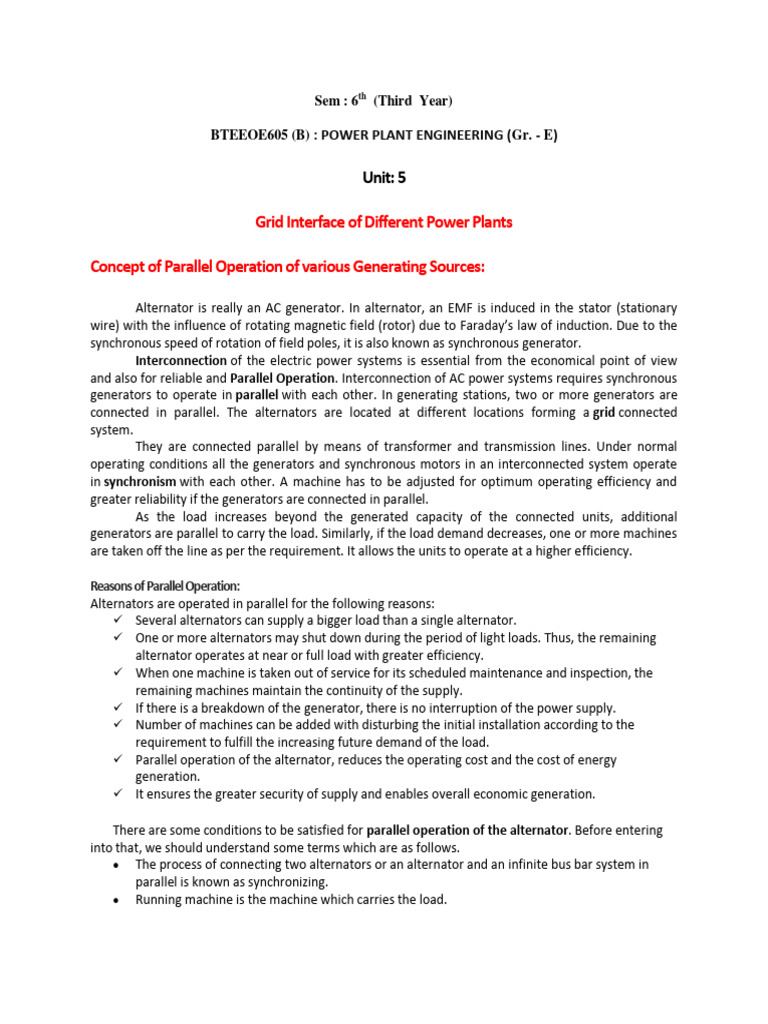 Grid Interface in Power Plant Engineering | PDF | Electrical Grid ...
