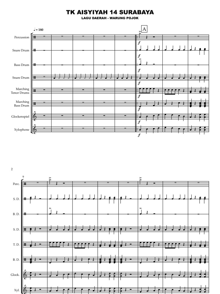 TK Aisyiyah 14 Surabaya - Lagu Daerah - Warung Pojok - Full Score | PDF ...