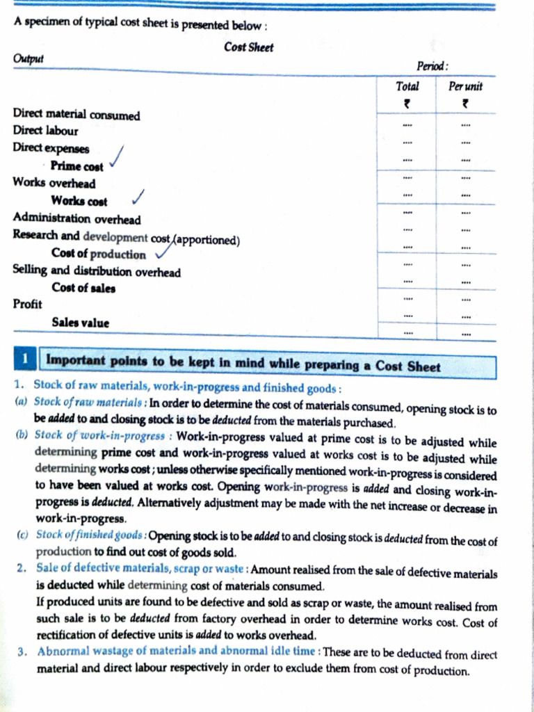 Cost Sheet | PDF