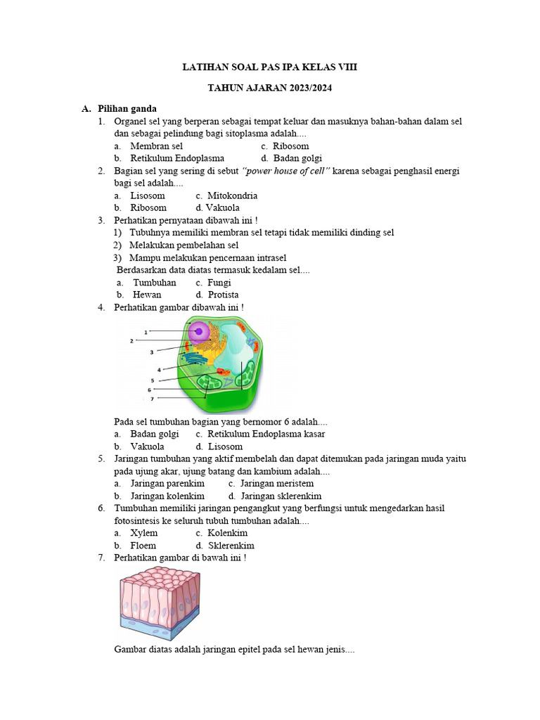 Latihan Soal Pas Ipa Kelas Viii | PDF | Sains & Matematika