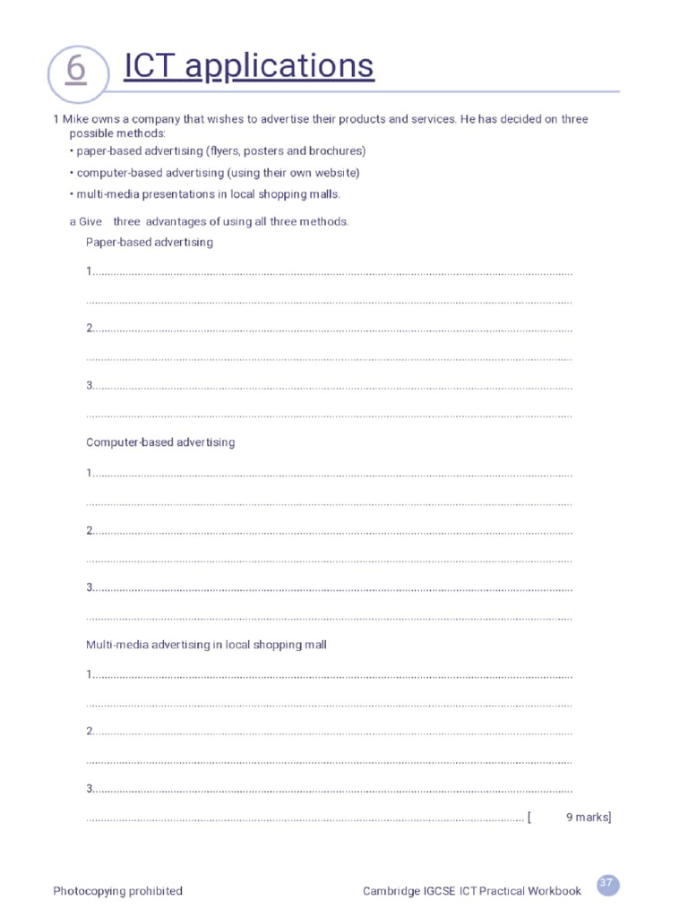 ICT Class 10 - Chp6 - Worksheets | PDF