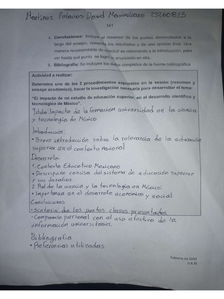 Act#8 Resumen y ensayo académico | PDF