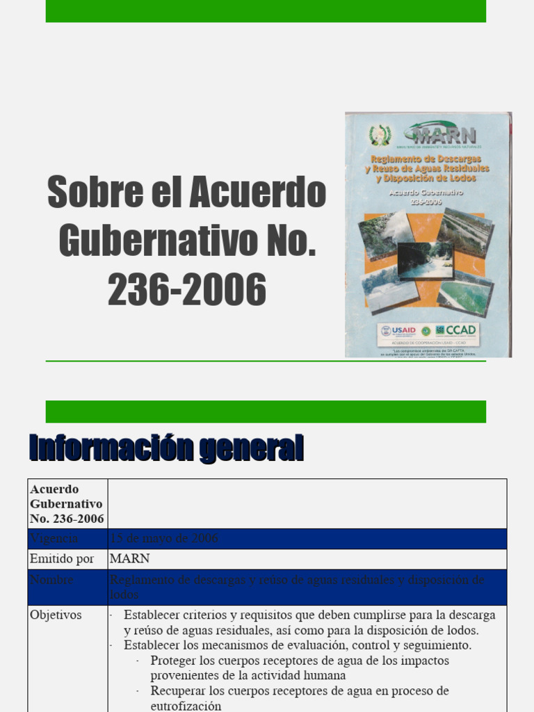 Acuerdo Gubernativo No. 236-2006 | PDF | Aguas residuales | Agua