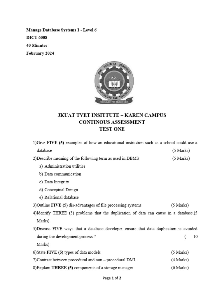 Database Cat 1 | PDF | Computers