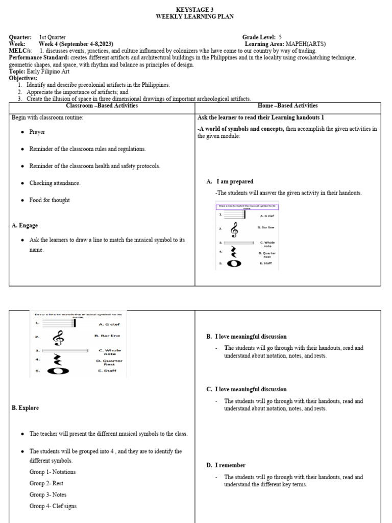 MAPEH-5-WEEKLY LEARNING PLAN-WEEK-1-2 | PDF | Learning | Behavior ...