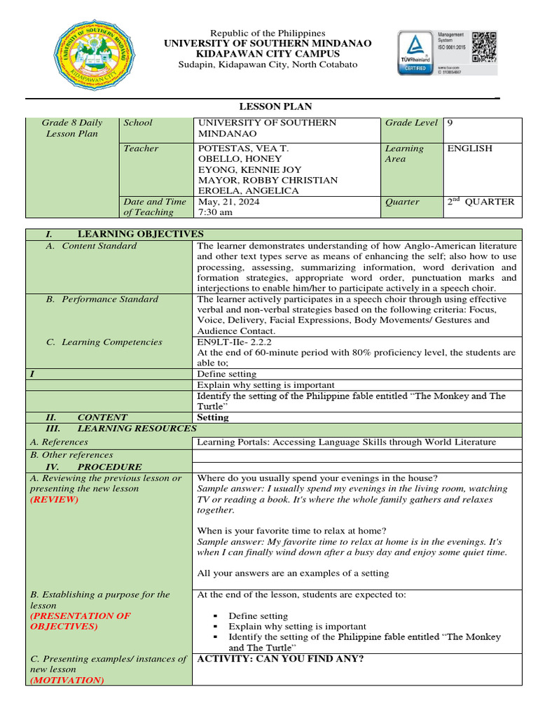 group-6-LP | PDF | Lesson Plan | Plot (Narrative)