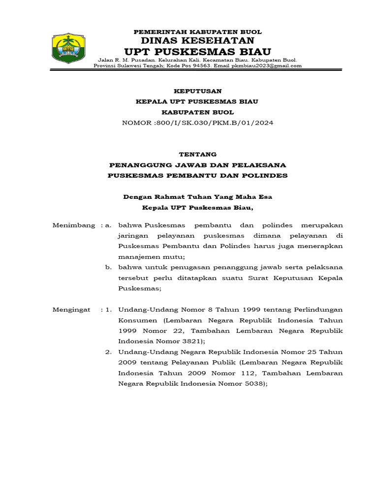 SK Petugas Pustu Dan Polindes | PDF