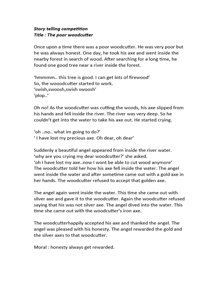 Once Upon A Time There Was A Poor Woodcutter | PDF | Religion ...