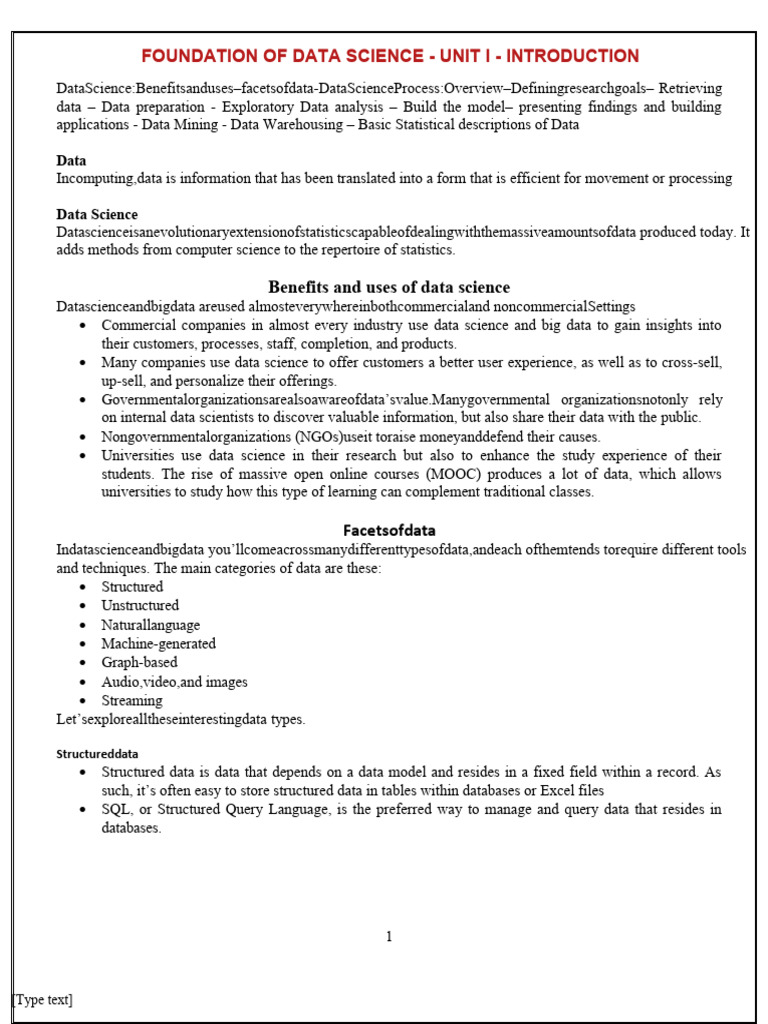 Cs3352 FDS Question Bank | PDF | Data Science | Data