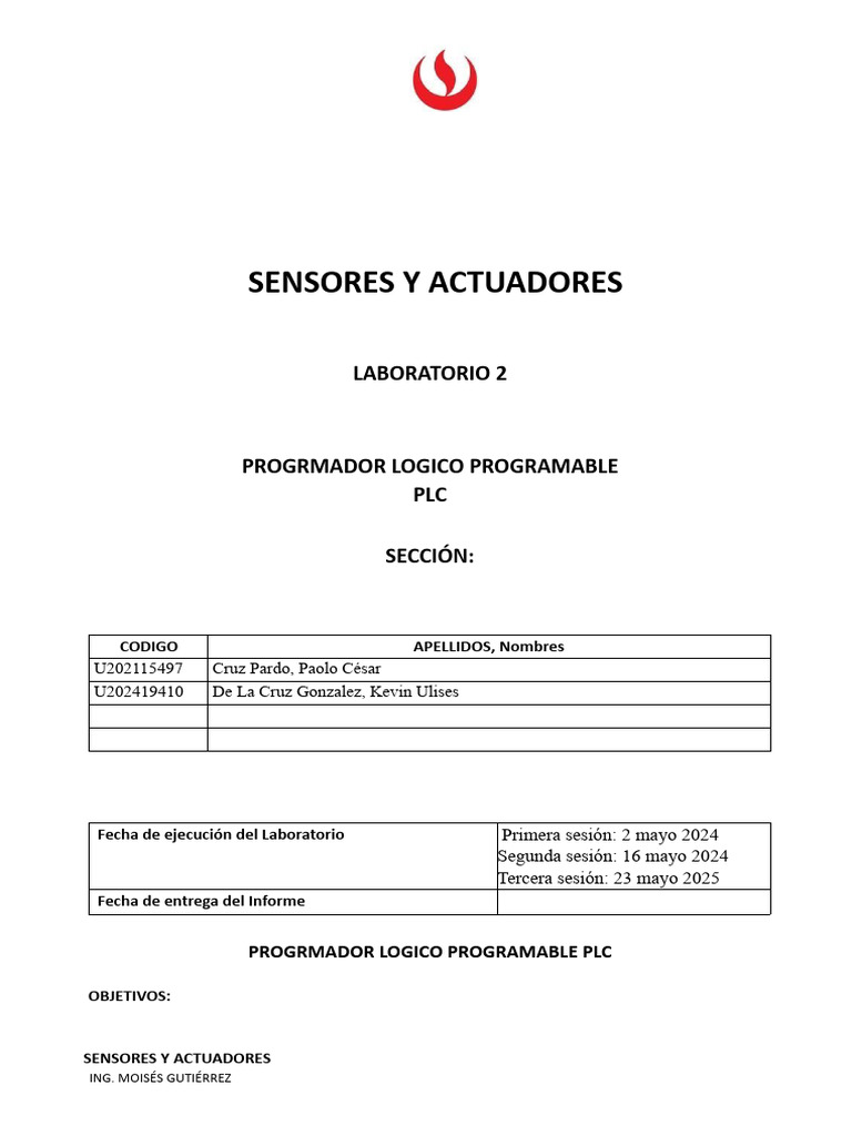 EL251_GUIA LABORATORIO 2 SENSORES Y ACTUADORES 2024-1 | PDF | Ingenieria Eléctrica