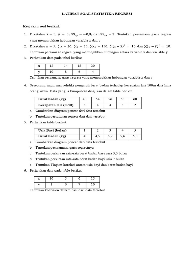 Latihan Soal Statistika Regresi | PDF