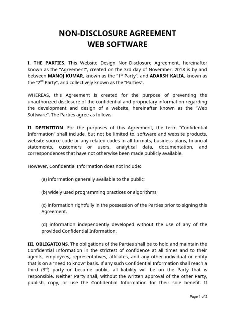 Non Disclosure Agreement | PDF | Non Disclosure Agreement | Proprietary ...