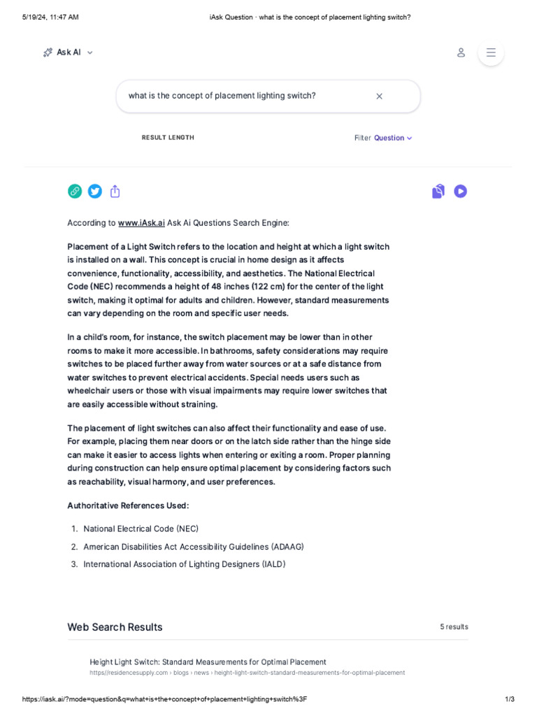 iAsk Question · what is the concept of placement lighting switch ...
