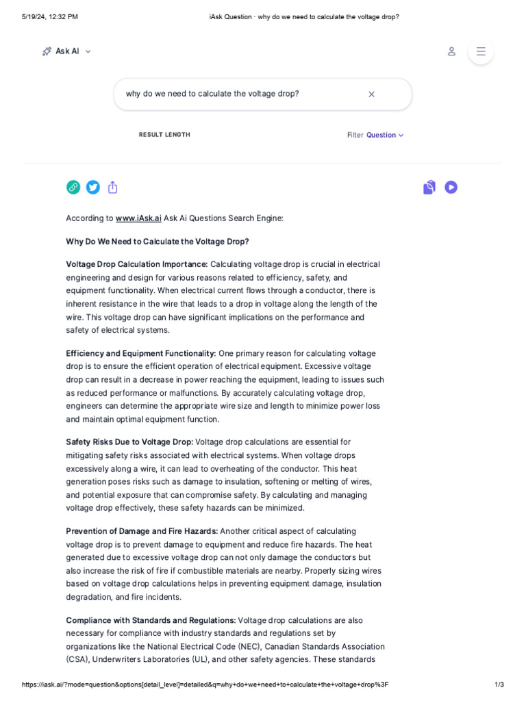 Iask Question Why Do We Need To Calculate The Voltage Drop | PDF | Electrical Conductor | Safety