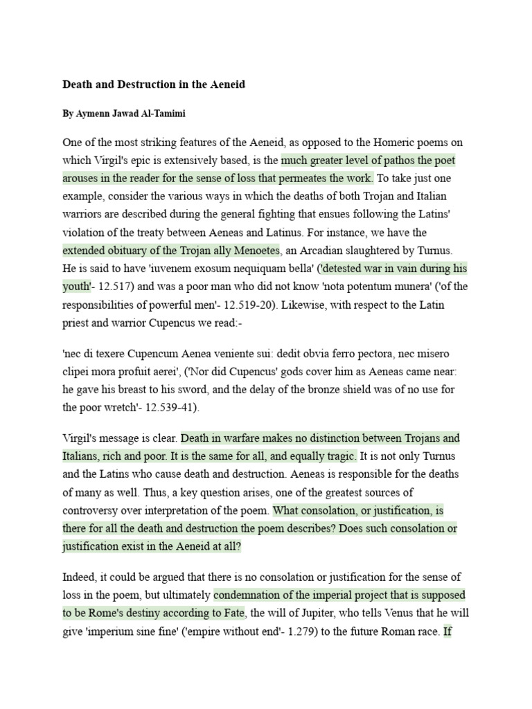 Death and Destruction in The Aeneid | Download Free PDF | Aeneid | Aeneas Death and Destruction in The Aeneid | Download Free PDF | Aeneid | Aeneas