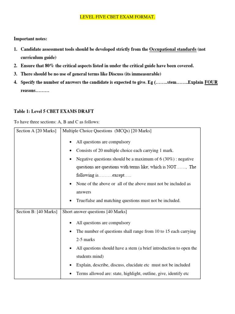 Cbet Exam Format | PDF | Multiple Choice | Tests