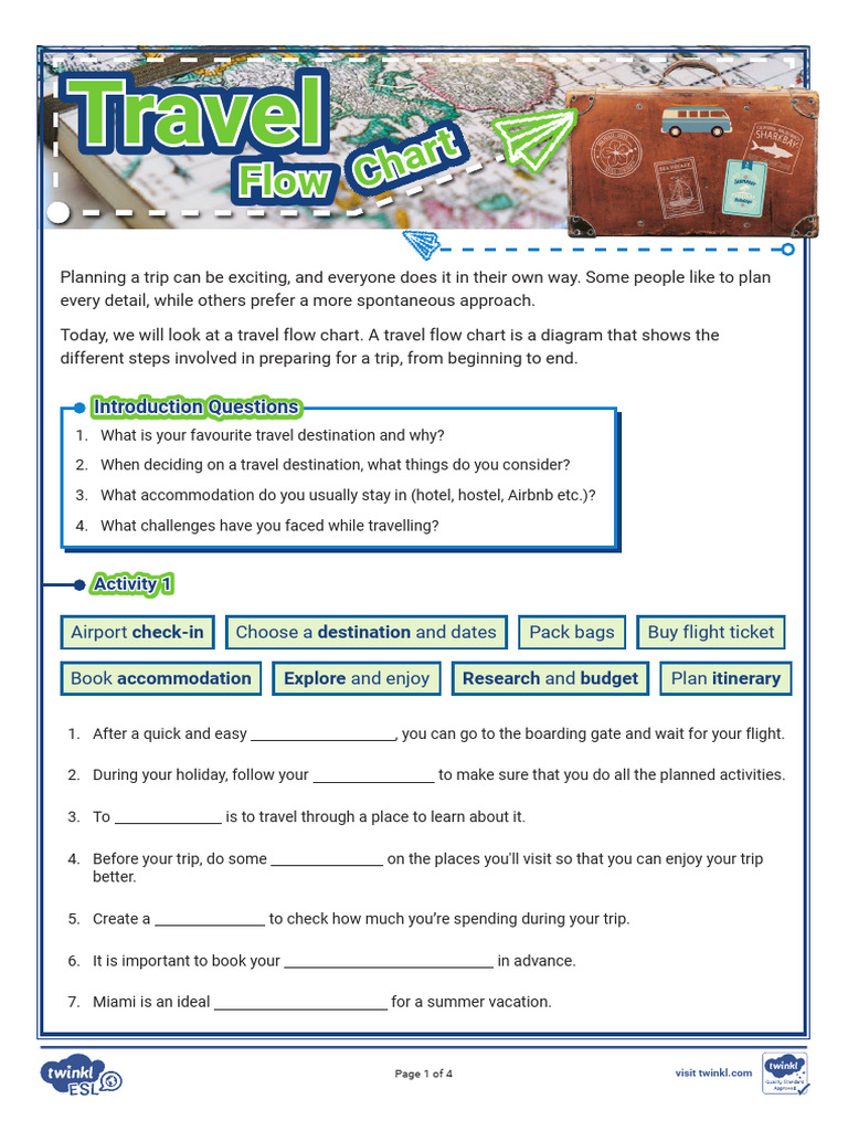 T 1701183012 Esl Travel Flow Chart Worksheet Adults b1 Ver 1 | PDF ...