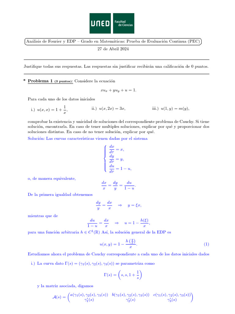 PEC_sol | PDF | Valores propios y vectores propios | Ecuación diferencial parcial