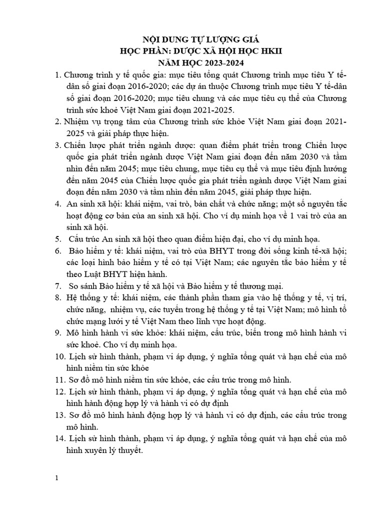 N I Dung T Lư NG Giá HKII 2023-2024.SV | PDF