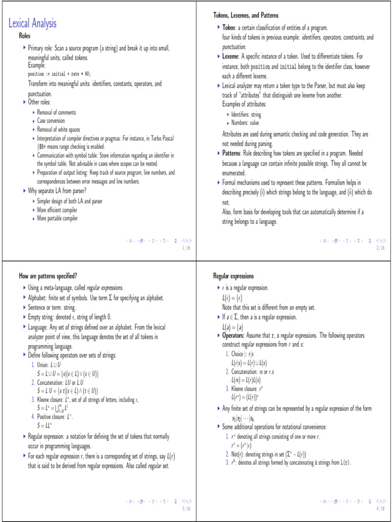 Lexical Analysis All Token List and Diffence | PDF | Parsing | Regular Expression