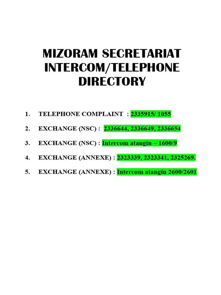 intercom-telephone-directory | PDF