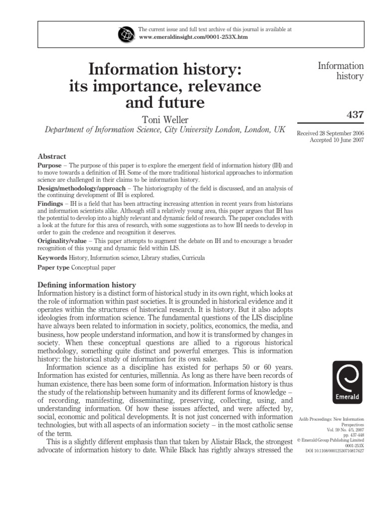 Information History Its Importance Relev | PDF | Information Science | Information