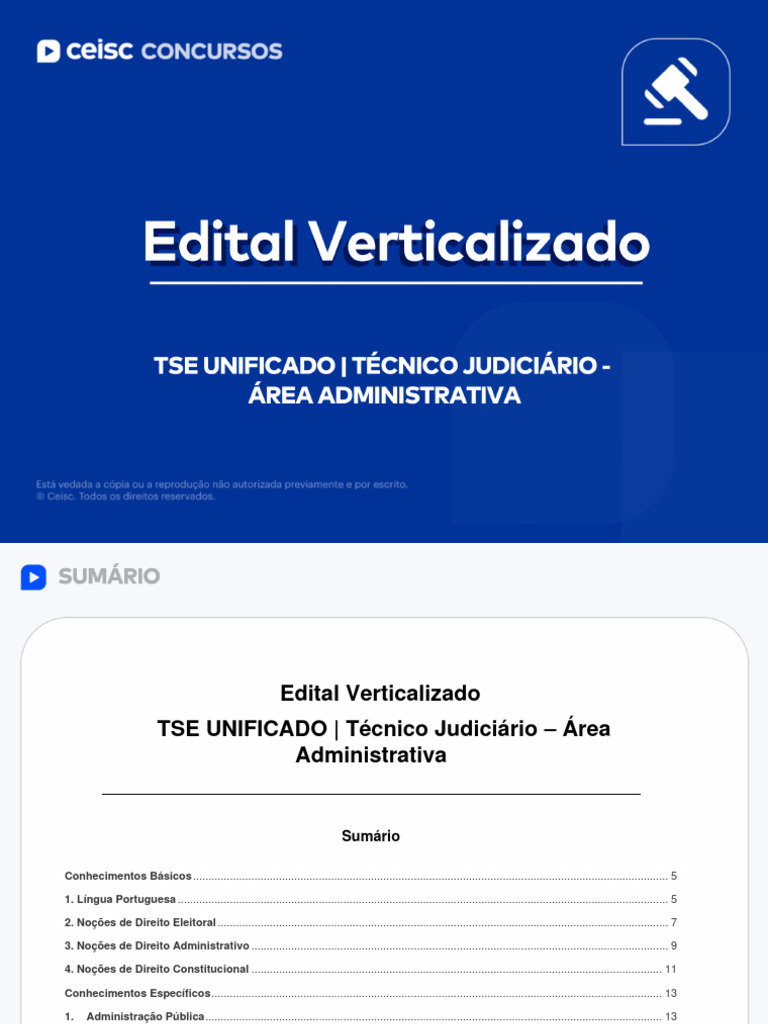 Edital Verticalizado - TSE UNIFICADO - TÉCNICO JUDICIÁRIO - ÁREA AD ... Edital Verticalizado - TSE UNIFICADO - TÉCNICO JUDICIÁRIO - ÁREA AD ...