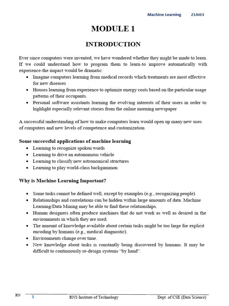 Module 1 Concept Learning Notes | PDF | Machine Learning | Learning Module 1 Concept Learning Notes | PDF | Machine Learning | Learning