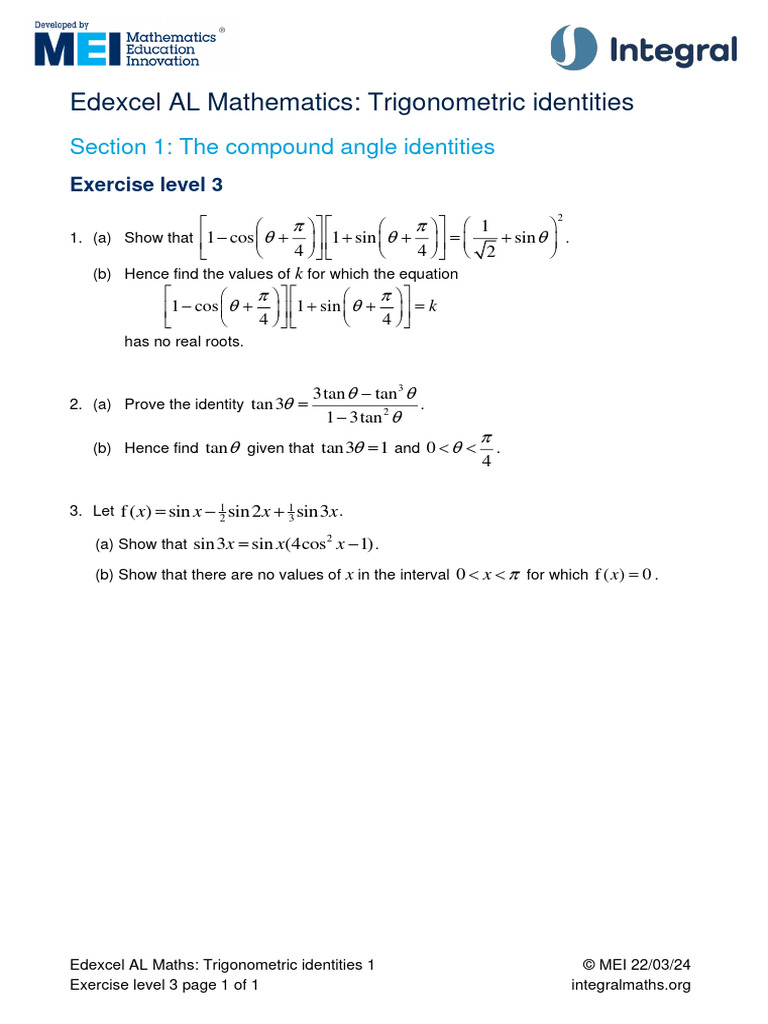 Edexcel AL Maths: Trigonometric Identities | PDF