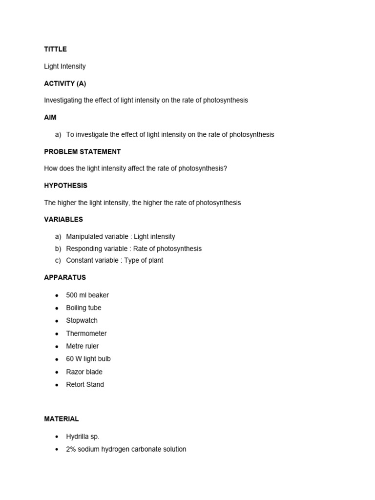 Biology Practical 1 Download Free Pdf Photosynthesis Carbon Dioxide