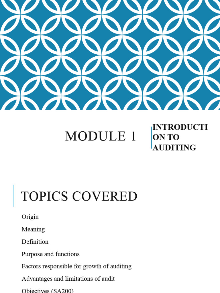Module 1 - Introduction To Auditing | PDF | Audit | Financial Audit