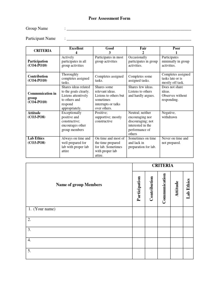 Peer Assessment Rubric Lab (Include ethics) v2 | Download Free PDF ...